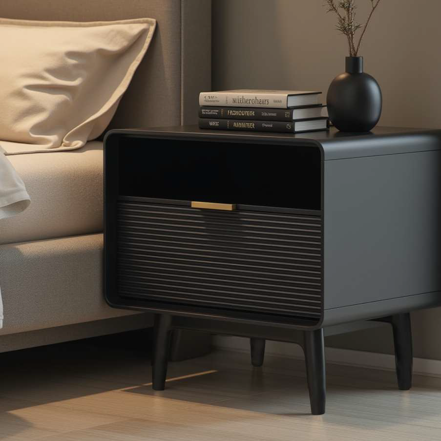 Laura Night Stand GY.NS-0418 Black Ash Wood Finish by xcella in...